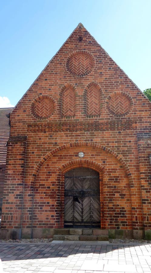 Red Brick Building with Insert Designs Stock Image - Image of built ...