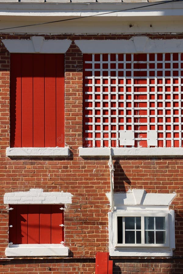 Red Brick Building Side Window Sampler Stock Photo - Image of brick ...
