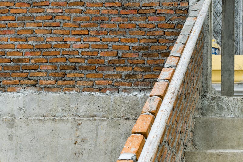 Red Brick Building Structure is Fragile. Horizontal Wide Brickwall ...