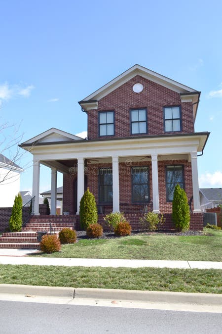 Red Brick Cape Cod Style Dream Home Stock Photo - Image of condo, build ...