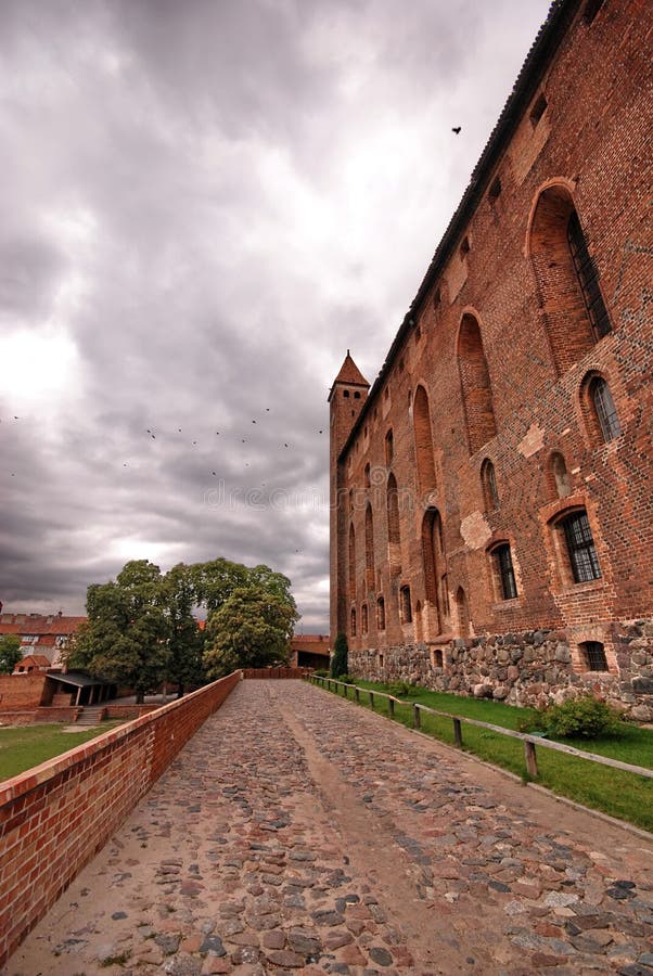 Red brick castle stock photo. Image of path, cloudy, travel - 3013862