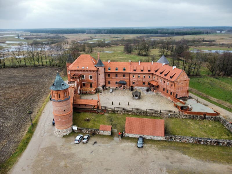 Aerial View of Red Brick Tykocin Castle, Poland Stock Photo - Image of ...