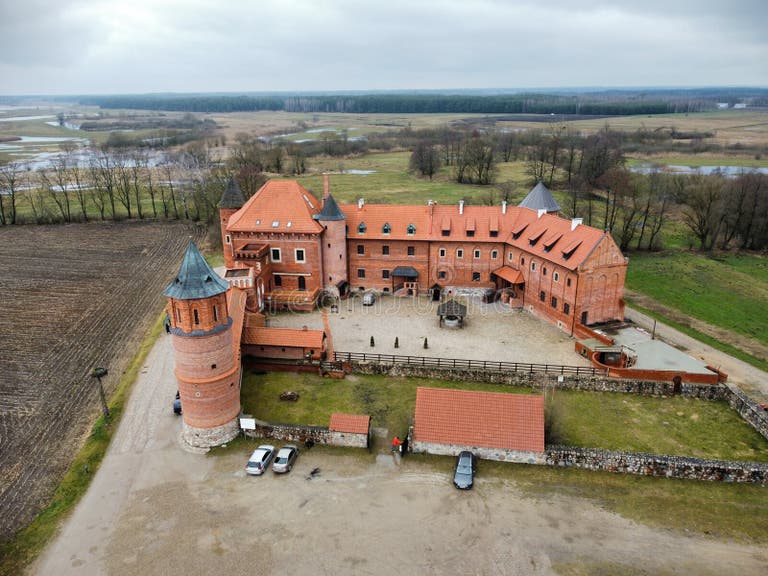 Aerial View of Red Brick Tykocin Castle, Poland Stock Photo - Image of ...