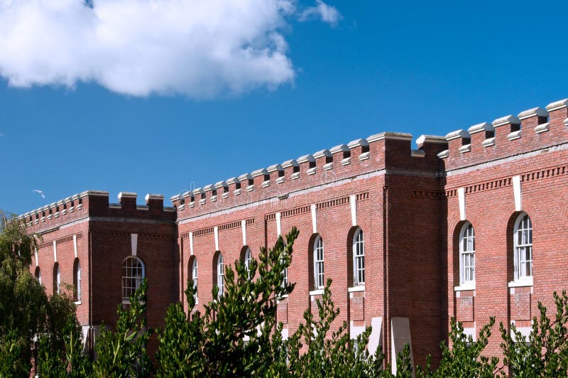 Red brick castle wall stock photo. Image of british, settlement - 16431700