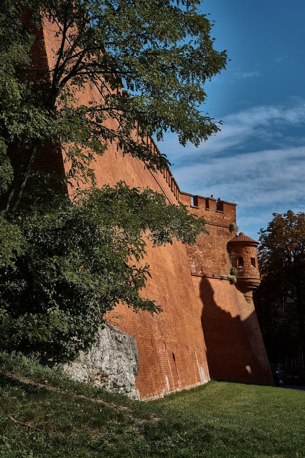 Red Brick Castle Wall in Krakow Stock Image - Image of brick, history ...