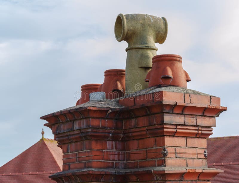 Red brick chimney stack stock image. Image of exterior - 123379425