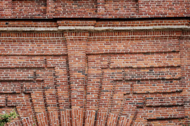 Red brick classical facade stock image. Image of town - 258680673