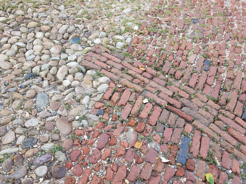 Red Brick and Cobblestone or Stone Street Stock Photo - Image of street ...