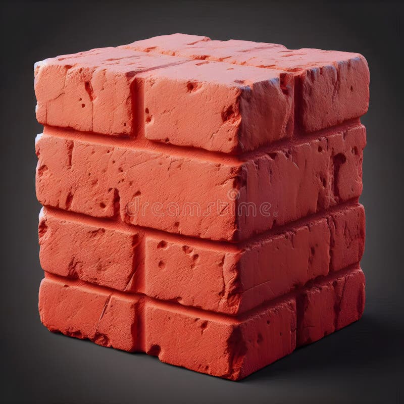 Red Brick Cube Forming a Solid Structure on a Dark Background Stock ...