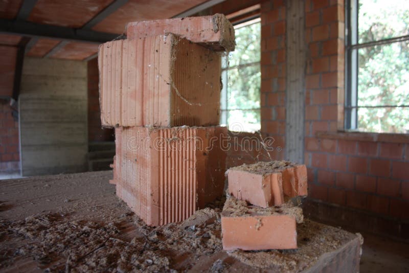 Old Red Brick Wall. Drop of Falling Water Pushed Down by Gravity Stock ...