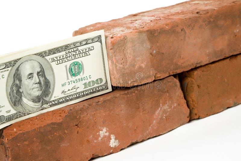 US Dollar Deposit into a Building Brick Stock Image - Image of home ...