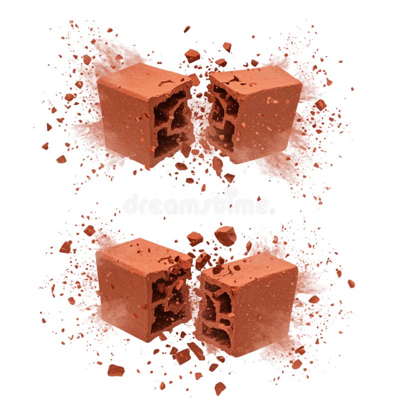Red Brick Exploding in a Powerful Fragmentation Effect Stock ...