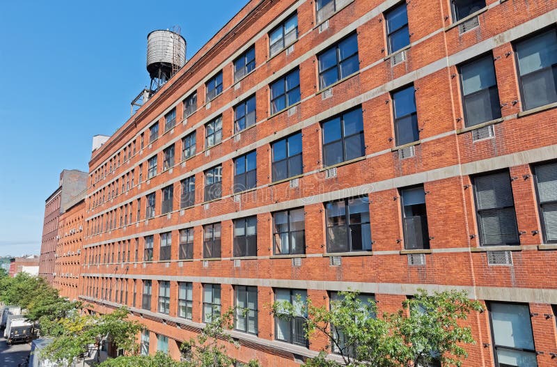 Red Brick Facade in New York Stock Image - Image of modern, place ...