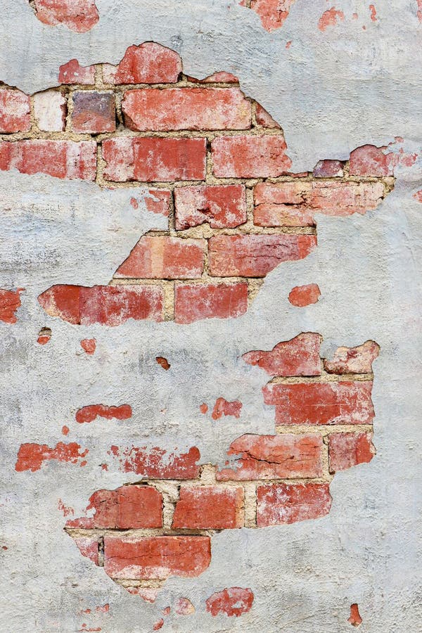 A Red Brick and Flaking Mortar Wall Background Stock Image - Image of ...
