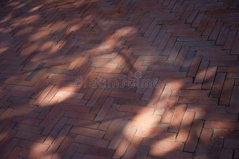Red Brick Floor with Shadow Background Stock Photo - Image of soil ...