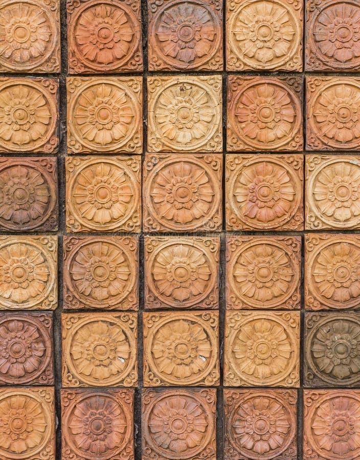 Red brick flower pattern stock photo. Image of plaster - 55320144