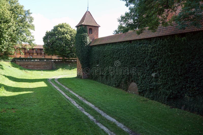 Red Brick Fortifications of the Templar Castle in Malburk. Poland Stock ...