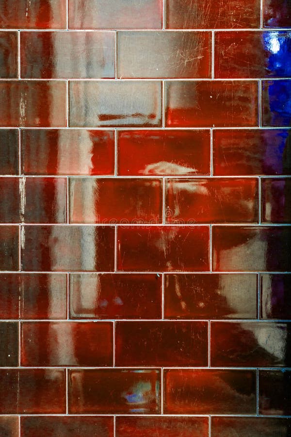 Red Brick and Glazed Tile Wall Grunge Texture Background Stock Photo ...