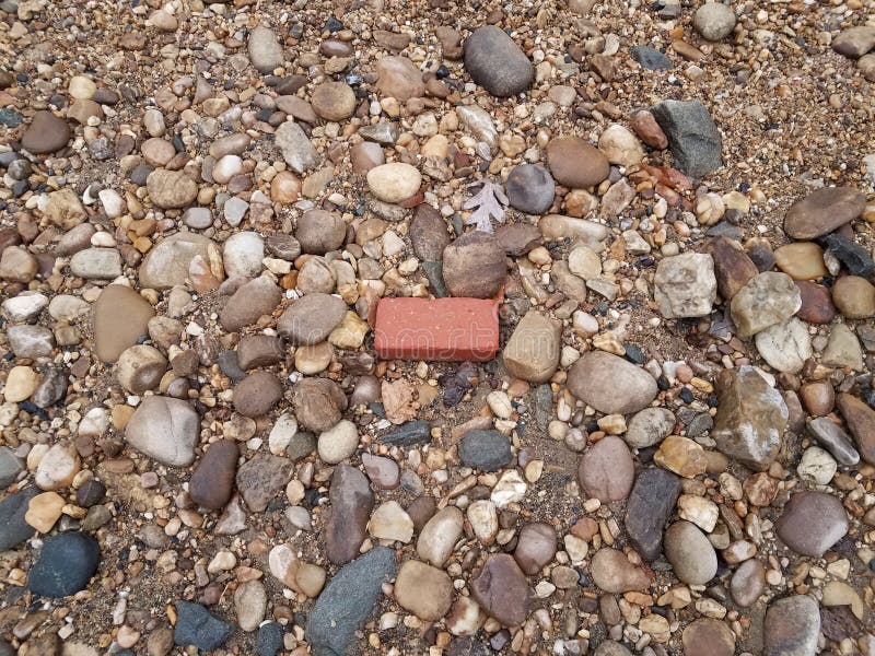 Red Brick on Ground with Stones and Rocks Stock Image - Image of rock ...