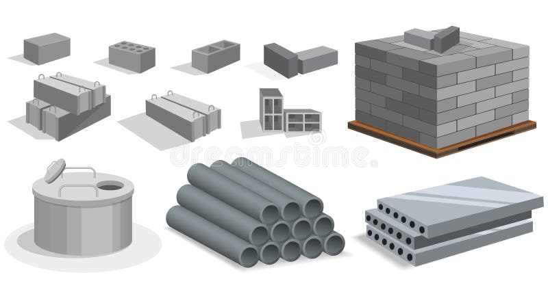 Building Material Supplies, Precast Concrete. 3D Illustration .. Stock ...