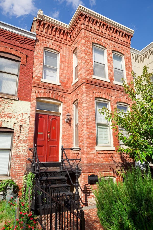 Red Brick Italianate Row House Home Washington DC Stock Image - Image ...