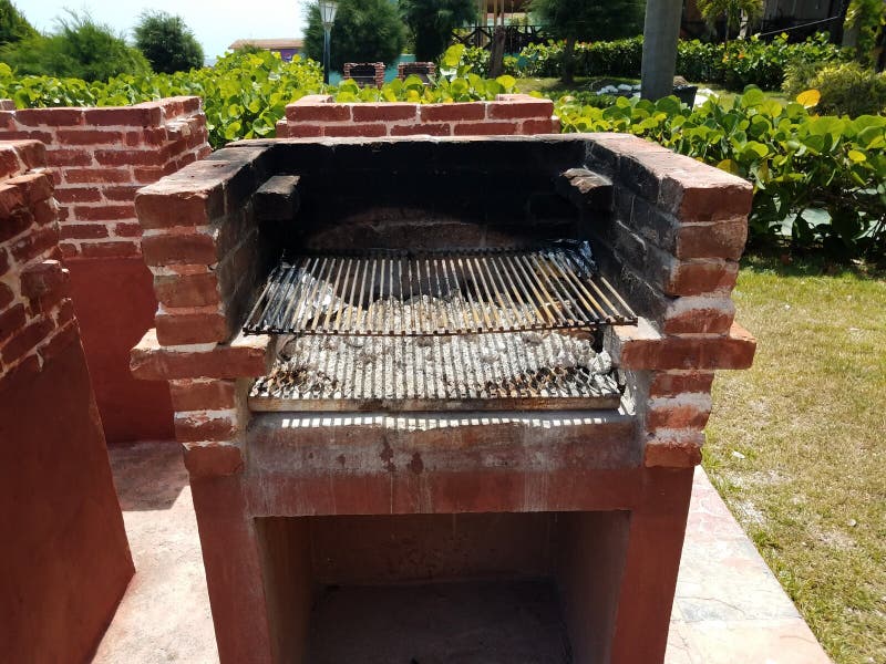 Red Brick or Masonry Barbecue Grill Outdoor Stock Image - Image of ...