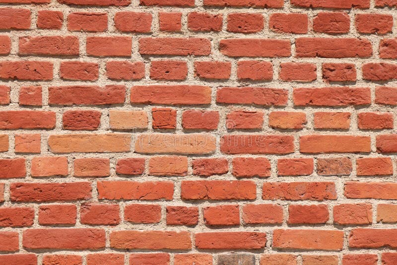 Red Brick Masonry Wall, Uneven, Broken and Black Burnt Bricks, Bright ...