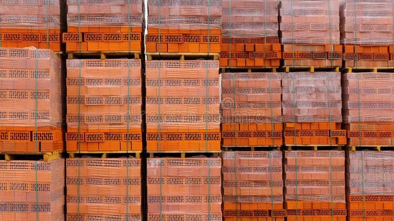 Bricks on Pallets. Storage of Bricks at Construction Site Stock Photo ...
