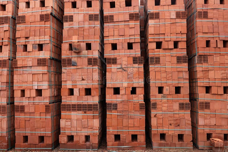 Red Brick Pallets are Stored in an Open Area Stock Image - Image of ...