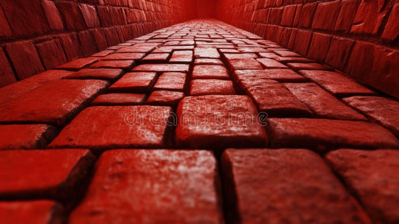 Red Brick Pathway Creates a Dramatic, Immersive Perspective, AI Stock ...