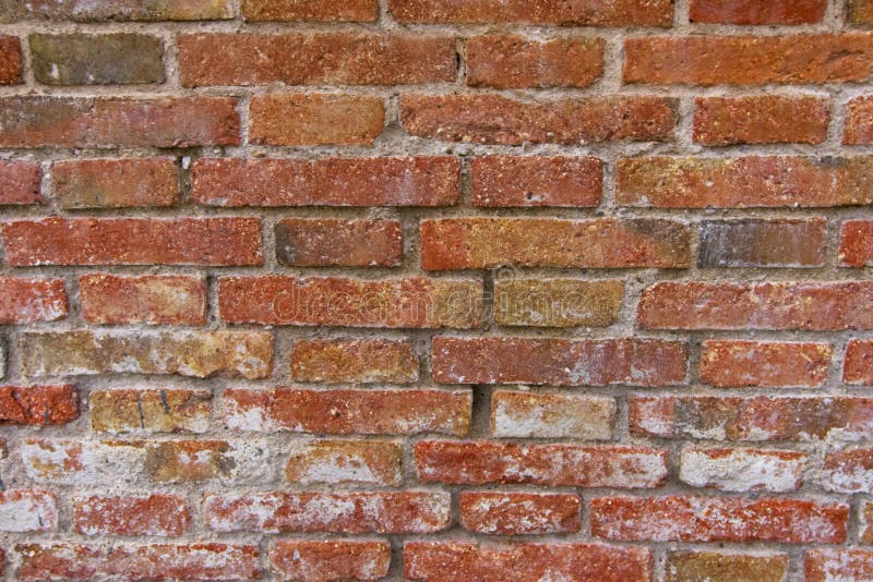 Red Brick Pattern. Old Brick Wall with Cracks and Scratches. Horizontal ...