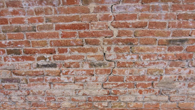 Red Brick Pattern. Old Brick Wall with Cracks and Scratches. Horizontal ...