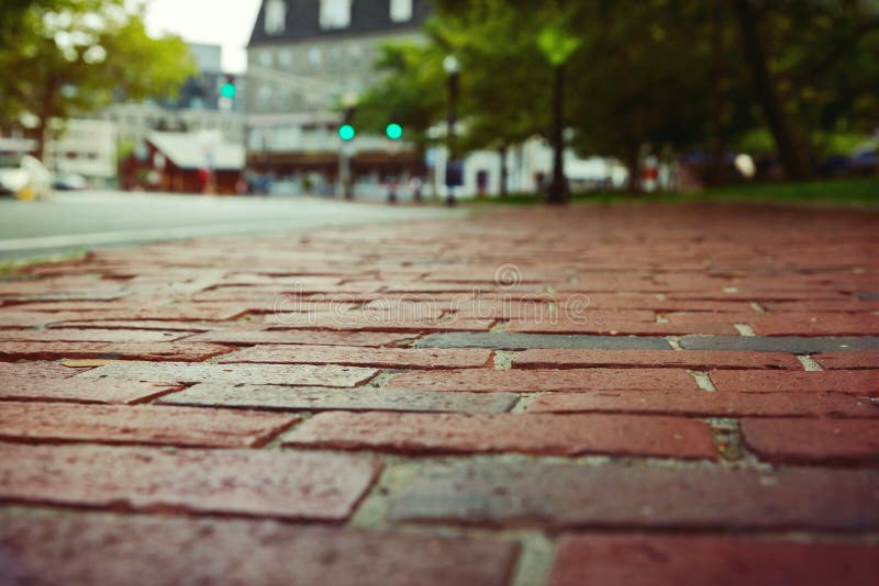 Red Brick Pavement in Boston, Massachusetts, USA. Selective Focus Stock ...