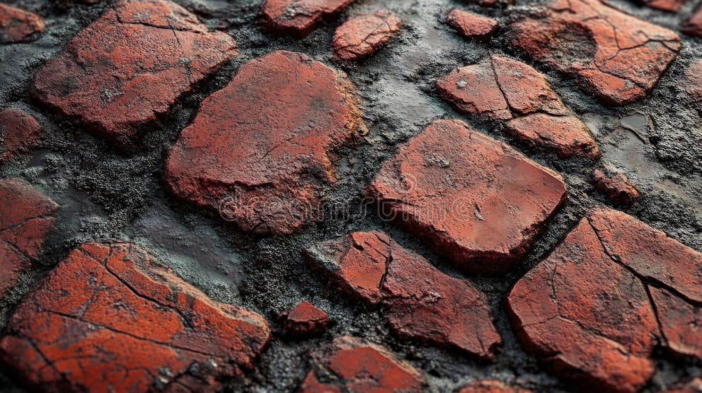 Red Brick Pavement with Dark Mortar Stock Illustration - Illustration ...