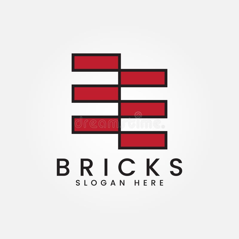 Red Brick, Pile and Stack Balance Bricks Logo Vector Illustration ...