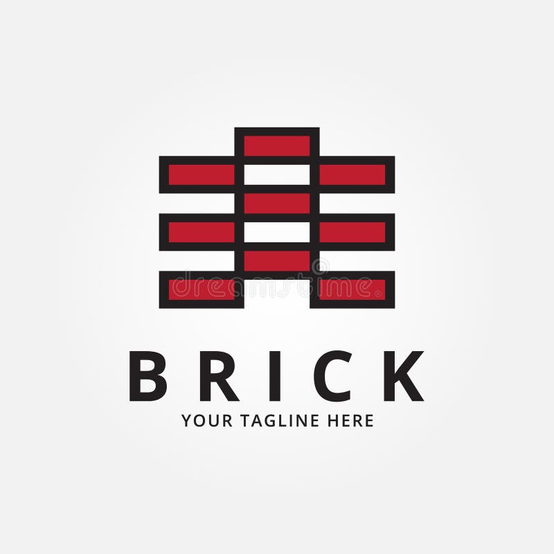 Red Brick, Pile and Stack Balance Bricks Logo Vector Illustration ...