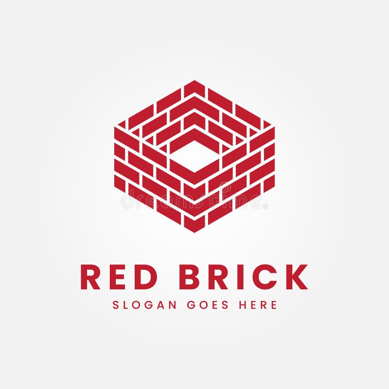 Red Brick, Pile and Stack Balance Bricks with Polygon Logo Vector ...