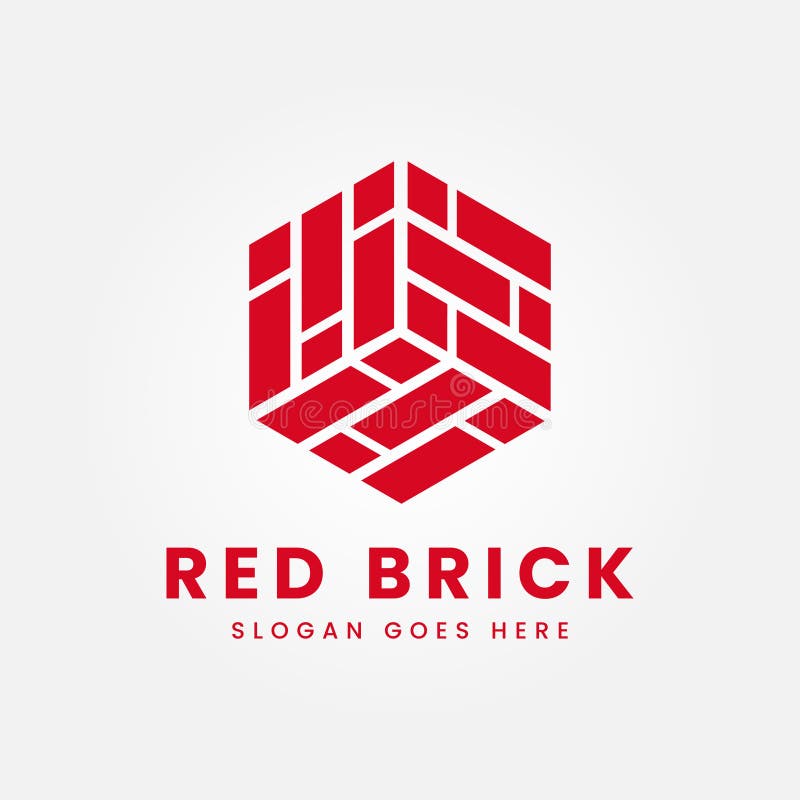 Red Brick, Pile and Stack Balance Bricks with Polygon Logo Vector ...