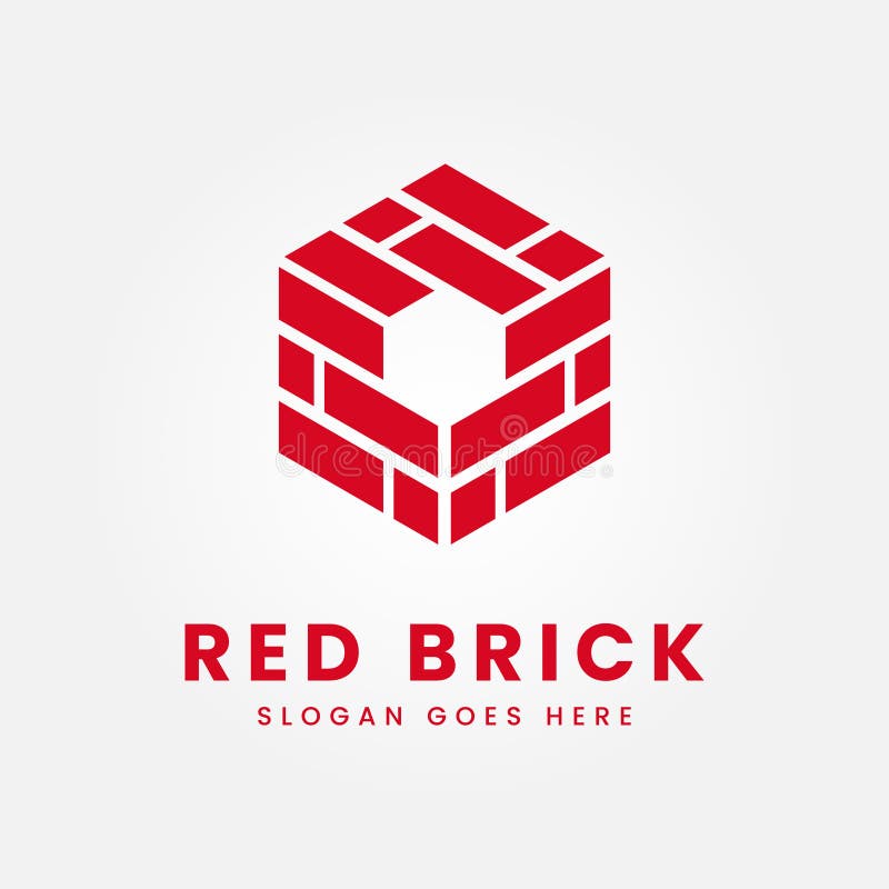 Red Brick, Pile and Stack Balance Bricks with Polygon Logo Vector ...