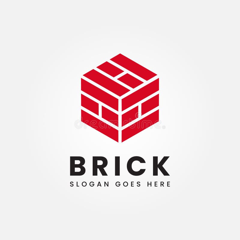 Red Brick, Pile and Stack Balance Bricks with Polygon Logo Vector ...
