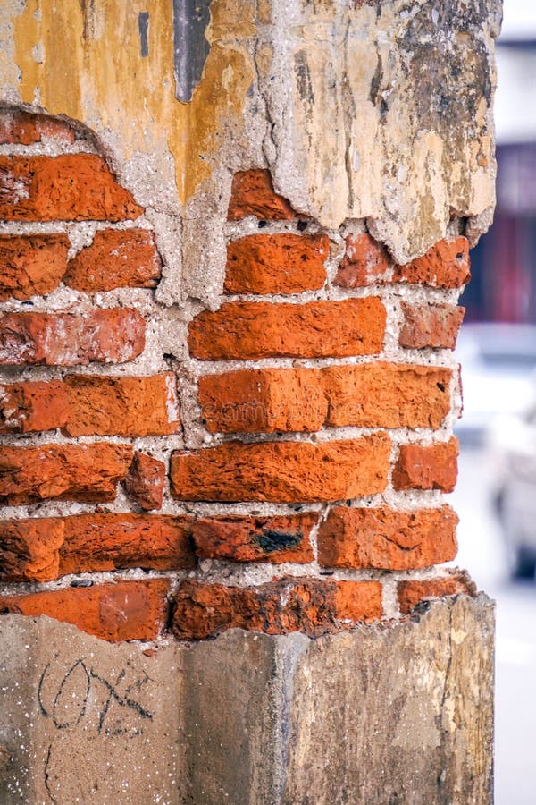 Red brick pillar stock photo. Image of building, tall - 215389852