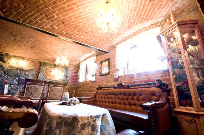 Red brick restaurant stock photo. Image of candle, chairs - 5101106