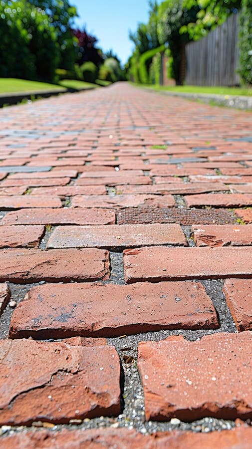 A Red Brick Road with a Fire Hydrant on the Side, AI Stock Photo ...
