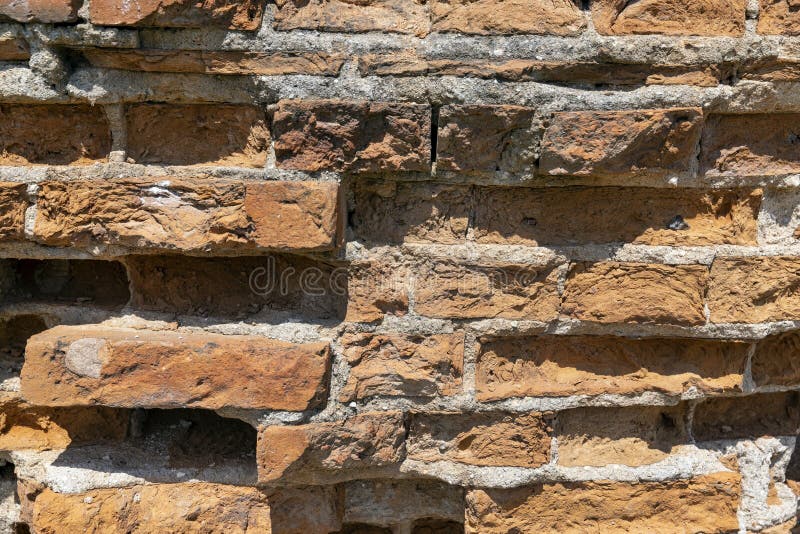Damaged Red Bricks from the Wall of an Ancient Building Stock Photo ...