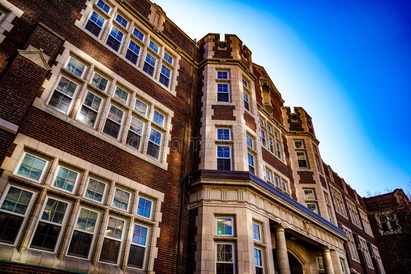 Red brick school exterior editorial image. Image of culture - 337181045