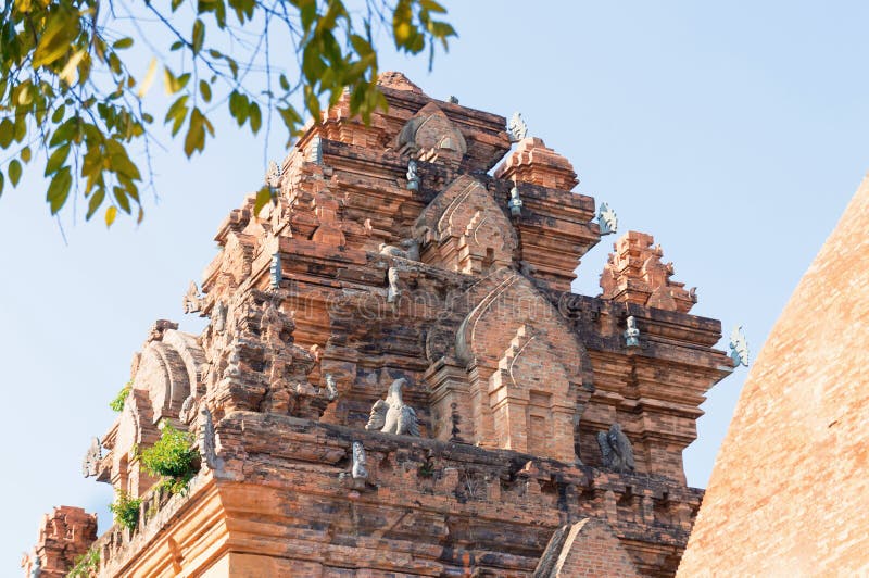 Red Brick Sculptures at the Top of an Ancient Tower of Cham Culture ...