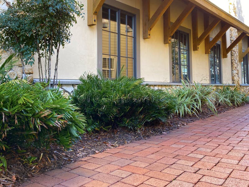 Red Brick Sidewalk Manor House Garden Path Stock Photo - Image of ...