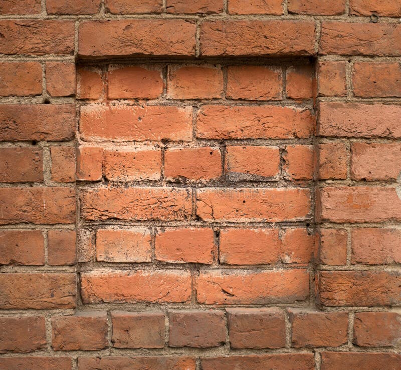 Red Brick Square Frame. Old Wall. Stock Image - Image of texture, text ...