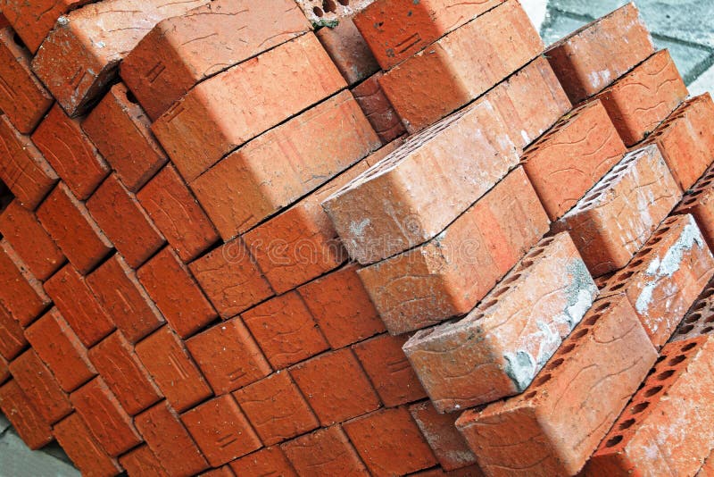 Red brick stack close-up stock image. Image of masonry - 129873277