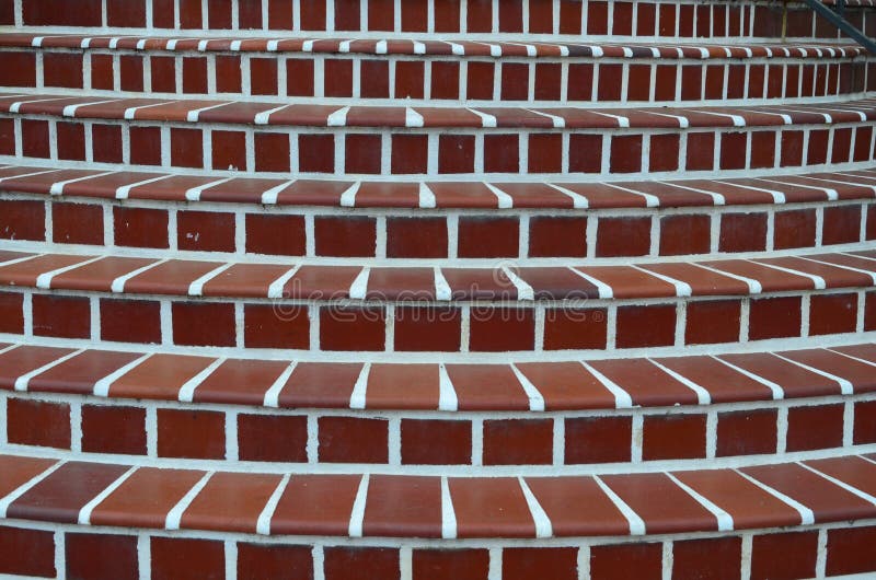 Curved ,Red Brick Stairs with with Concrete Grout Stock Photo - Image ...